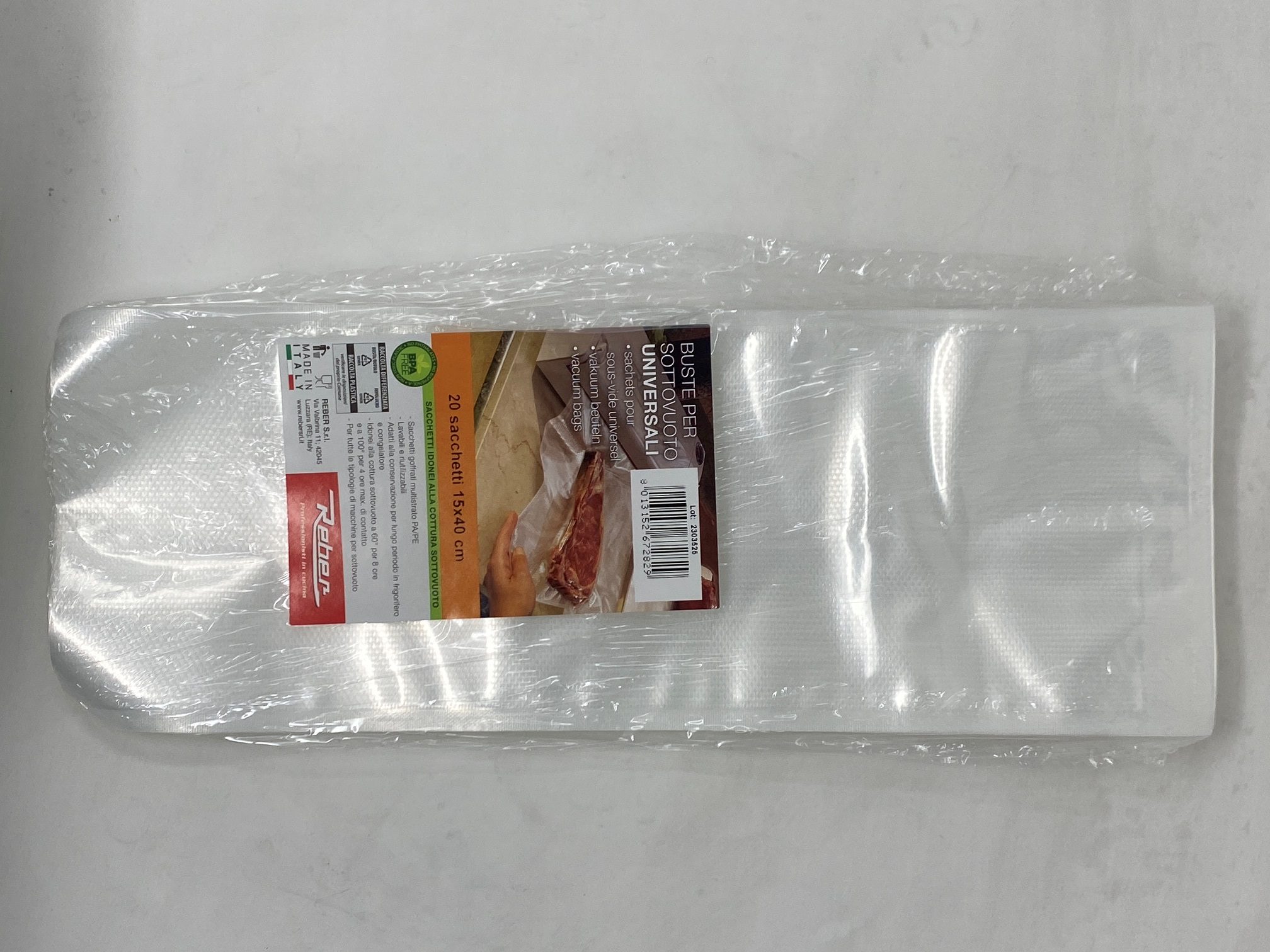 BUSTA 100 SACCHETTI GOFFRATI cm. 15x40 - crt. 12 pz. - Reber Srl